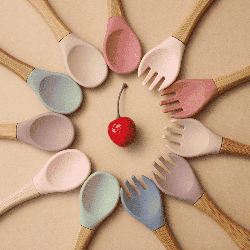 Baby Spoon | Silicone Bamboo Weaning Spoon The Purple Monke